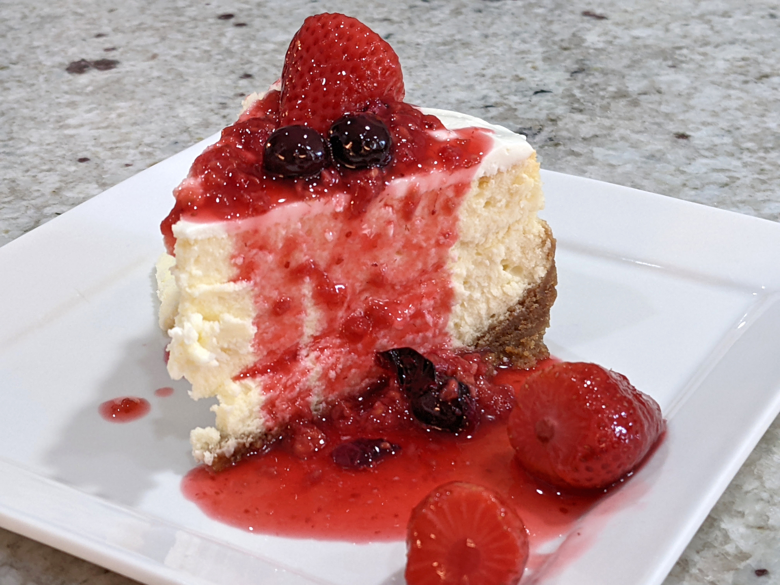 Cheesecake with Glazed Fruit Topping