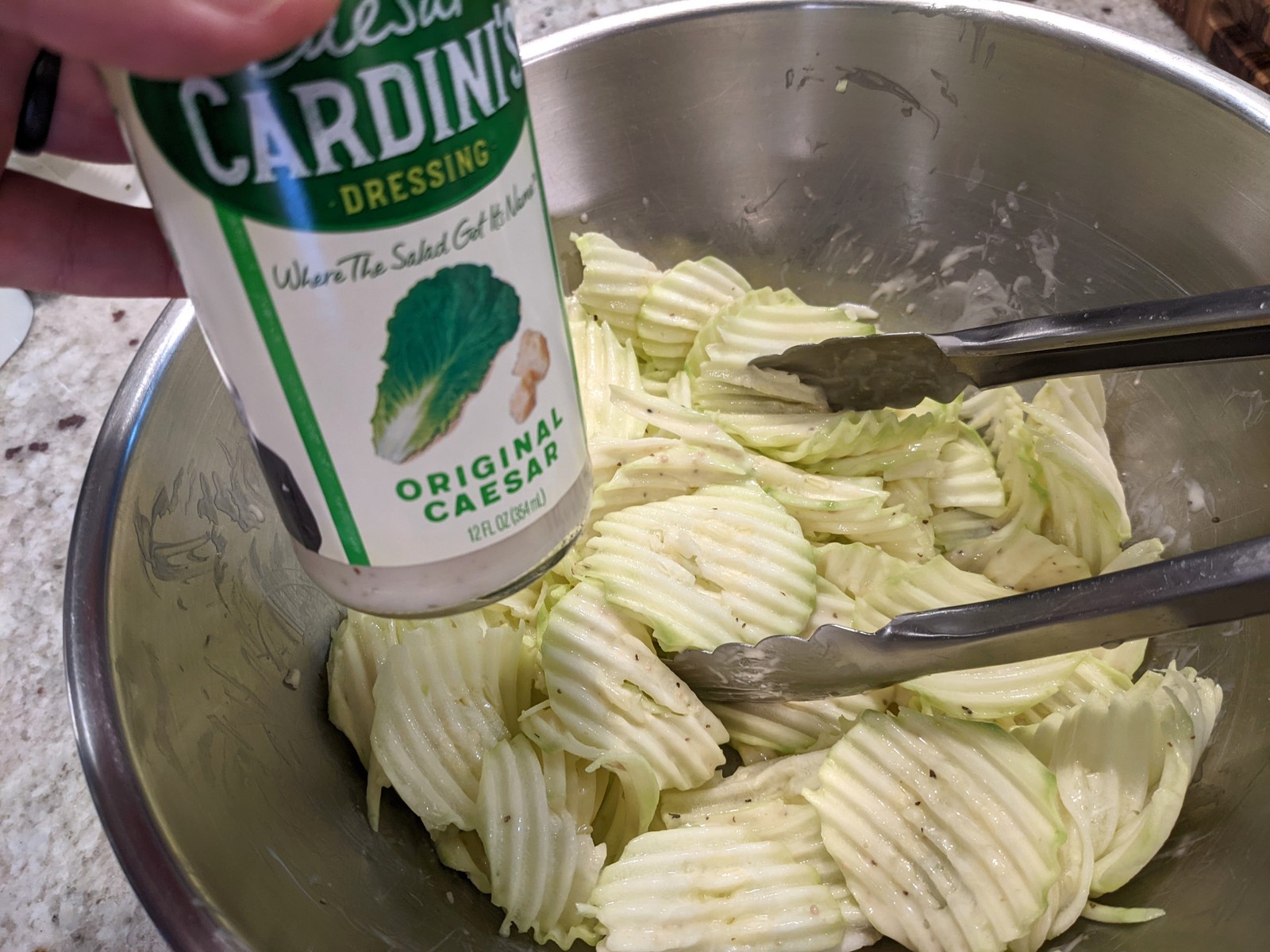 Chicken Bacon Caesar Zucchini Chip Salad