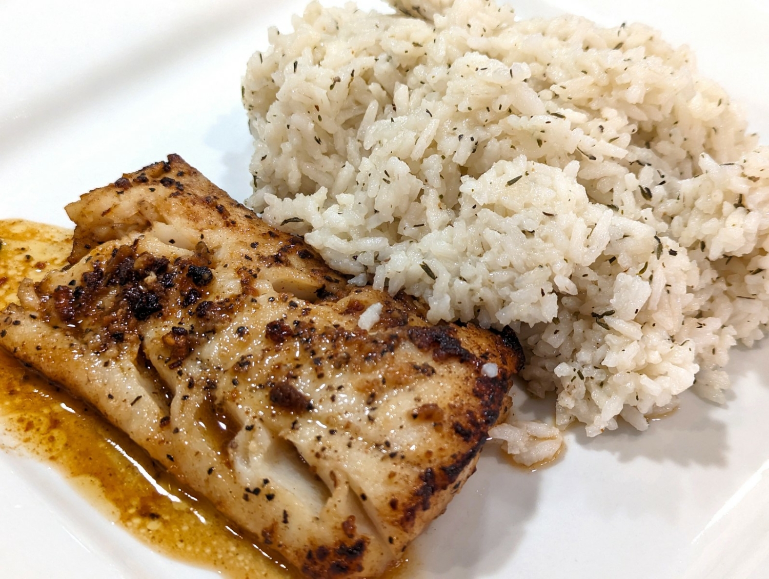 Garlic Butter Cod with Thyme Seasoned Rice