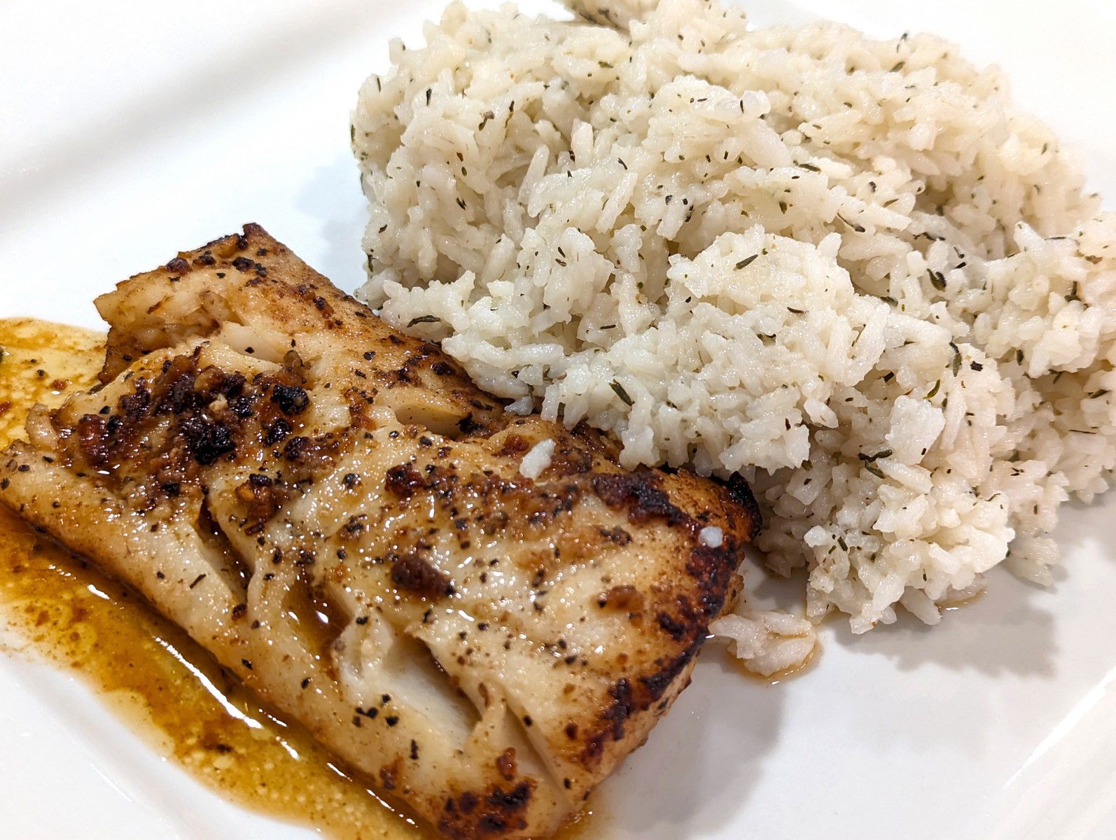 Garlic Butter Cod with Thyme Seasoned Rice